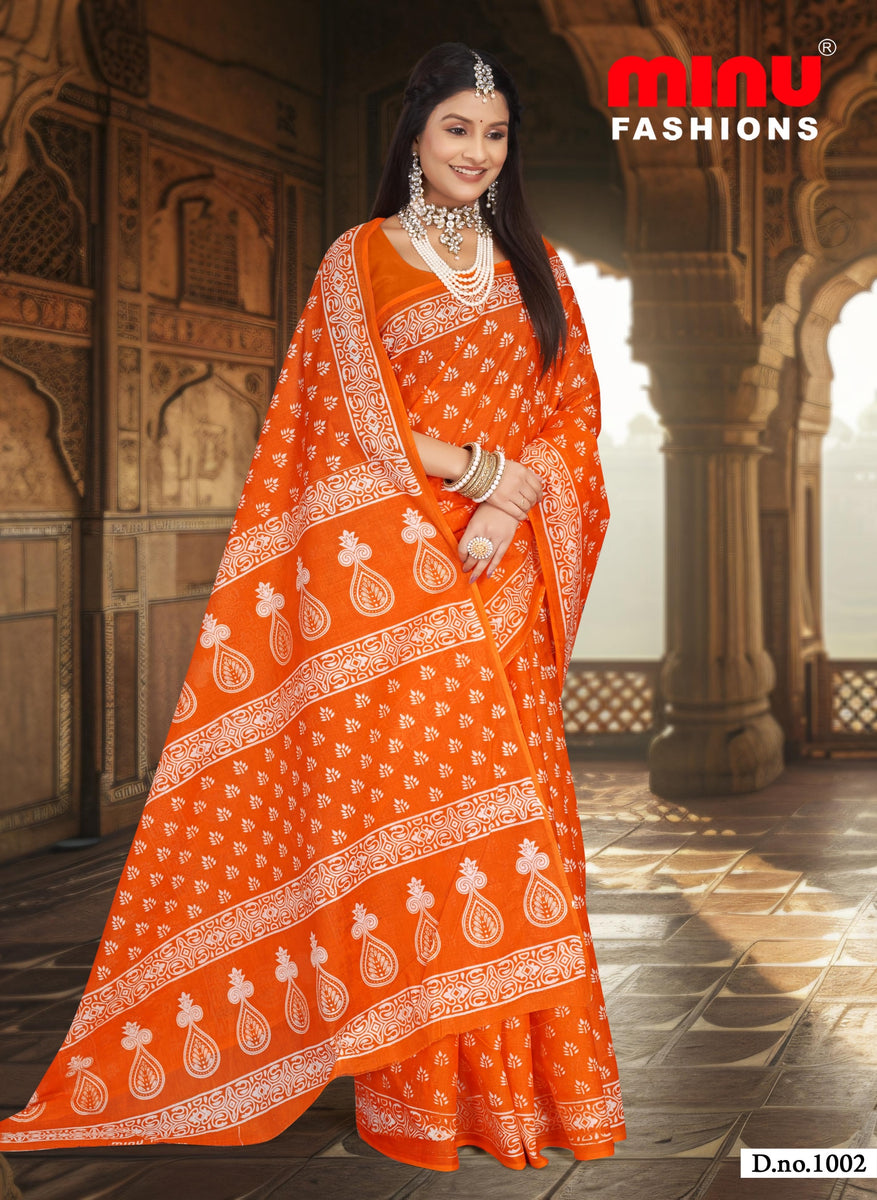 Printed Cotton Saree Suparna Vol - 2 (Special Rate) (10 Pcs) – Minu ...